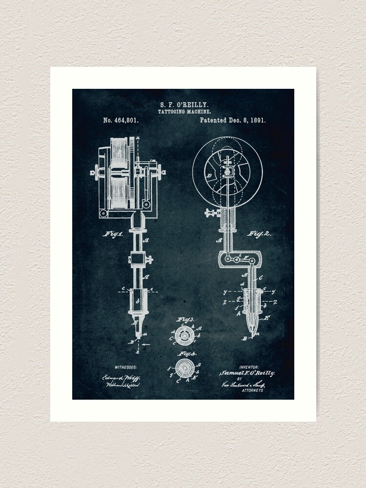 "1891 Tattooing machine " Art Print for Sale by xaviervieiraart | Redbubble