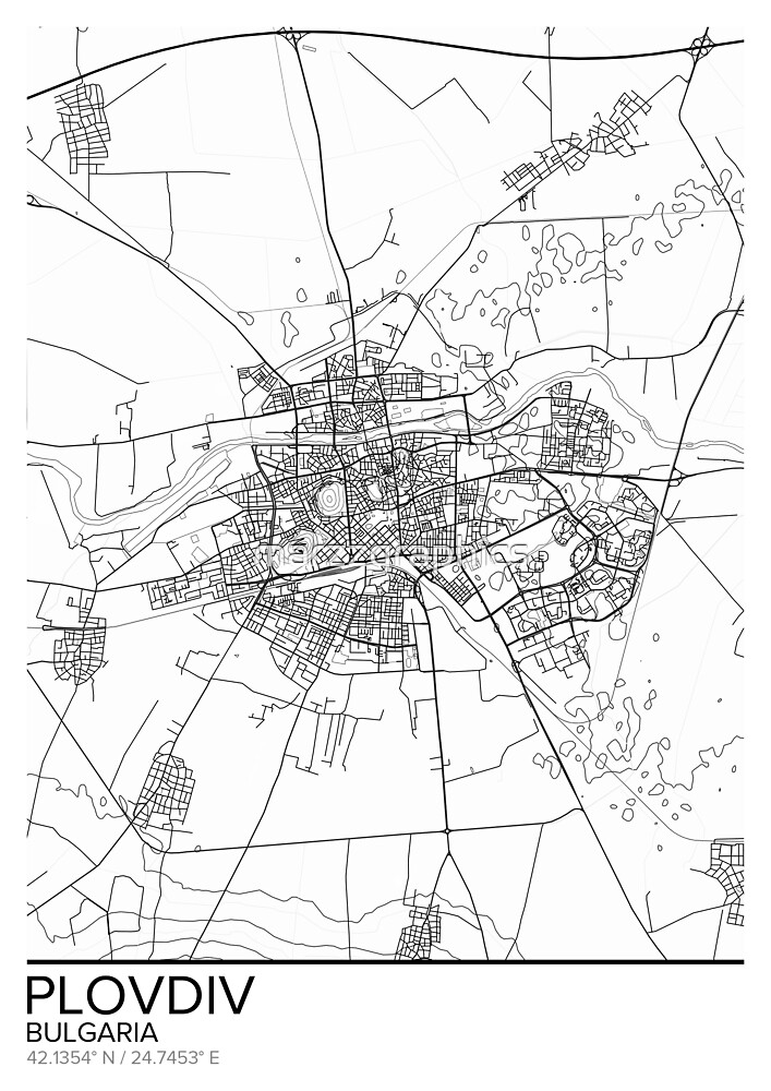 "Plovdiv map poster print wall art, Bulgaria gift printable, Home and ...