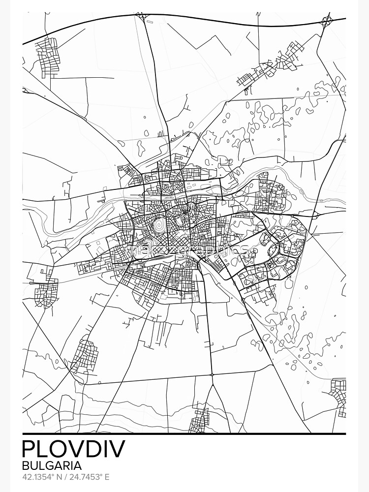 "Plovdiv map poster print wall art, Bulgaria gift printable, Home and ...