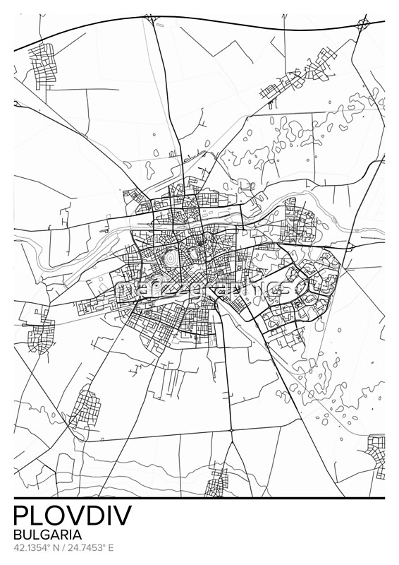 "Plovdiv map poster print wall art, Bulgaria gift printable, Home and ...