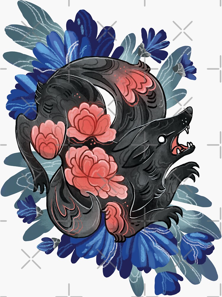 "Black Wolf " Sticker for Sale by michelledraws | Redbubble