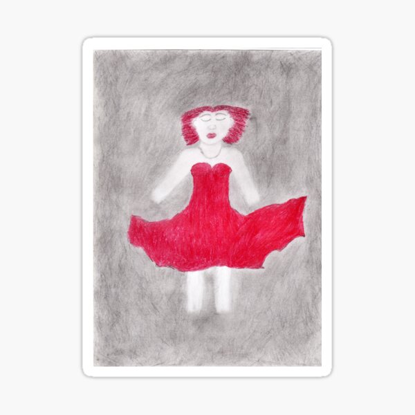 "Girl in red dress" Sticker for Sale by TJ-Allen | Redbubble