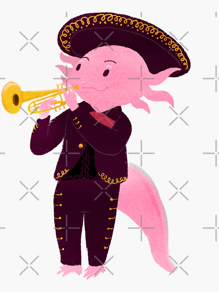 "Axolotl with mariachi costume playing the trumpet, Digital Art ...