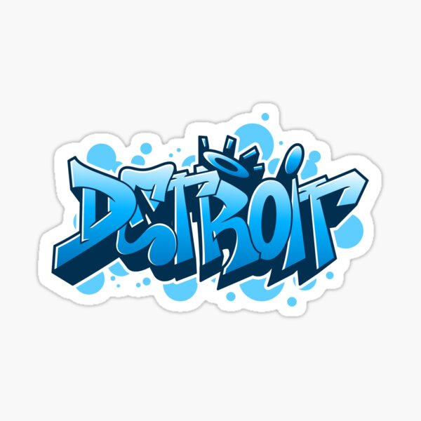 "Blue Detroit Graffiti Design" Sticker for Sale by lovefromdetroit ...