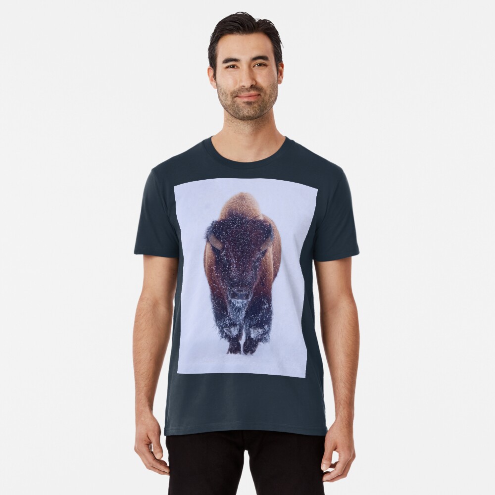 "Winter's Grace: Snowy Bison in Yellowstone National Park" Sticker for ...