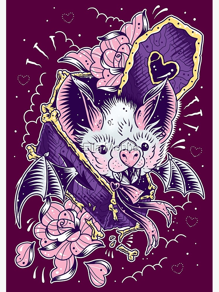 "Bat in Coffin Cute Traditional Tattoo Flash" Art Print for Sale by ...