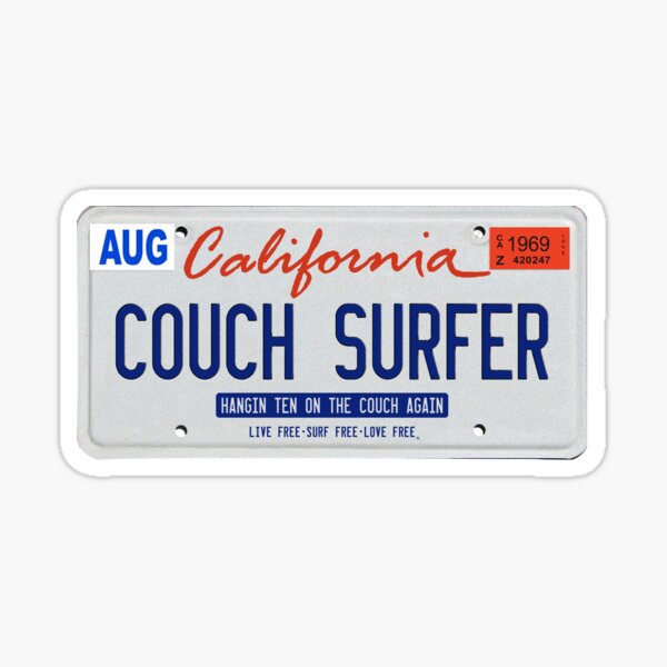 "California Couch Surfer License Plate" Sticker for Sale by GUS3141592 ...