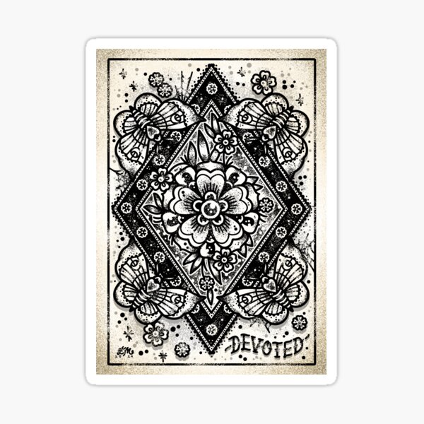 "Devoted Moths Ornate Playing Card Cute Traditional Tattoo Flash ...
