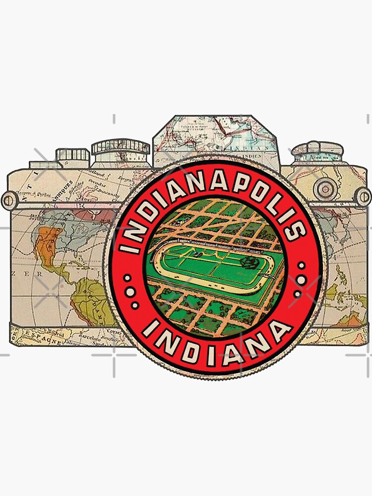 "Map Camera with Indianapolis Race in Indiana Vintage Travel Decal ...