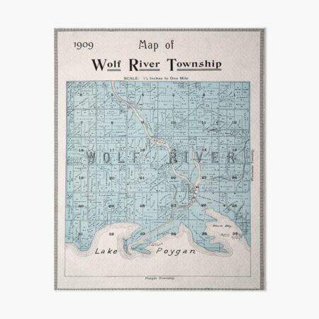 "Wolf River Township Map in Wiscconsin" Art Board Print by Jeanplout ...