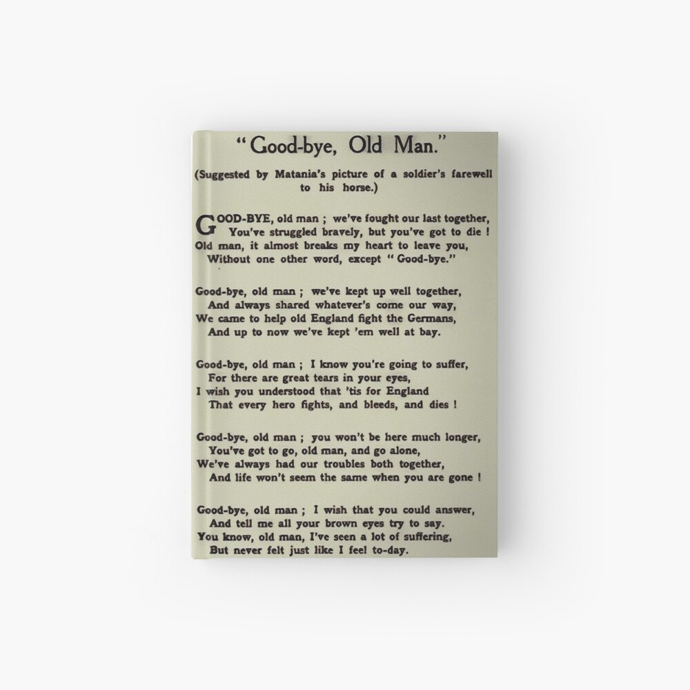 "Good bye Old Man Poem. Suggested by Matania’s painting of a WWI ...