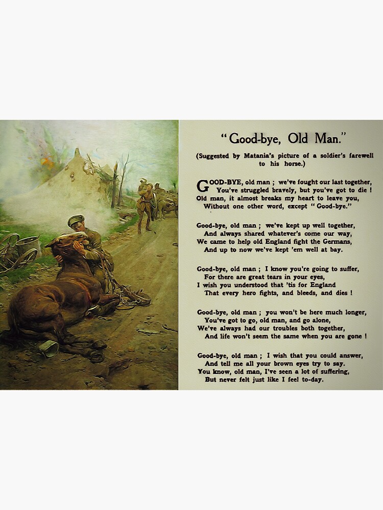 "Good bye Old Man Poem. Suggested by Matania’s painting of a WWI ...