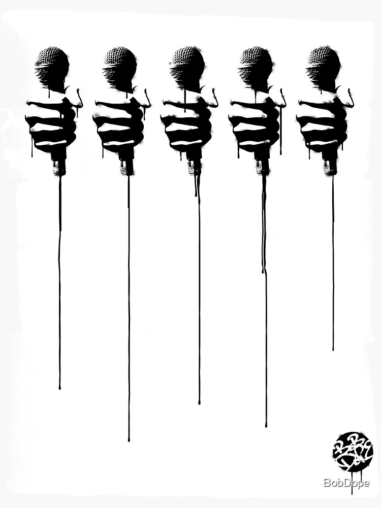 "Five Mics - Black/White" Sticker for Sale by BobDope | Redbubble