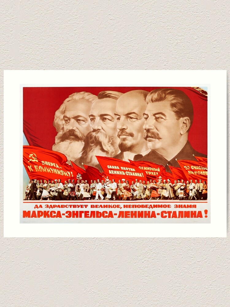 "Marx, Engels, Lenin and Stalin, 1953 Propaganda Poster" Art Print by ...