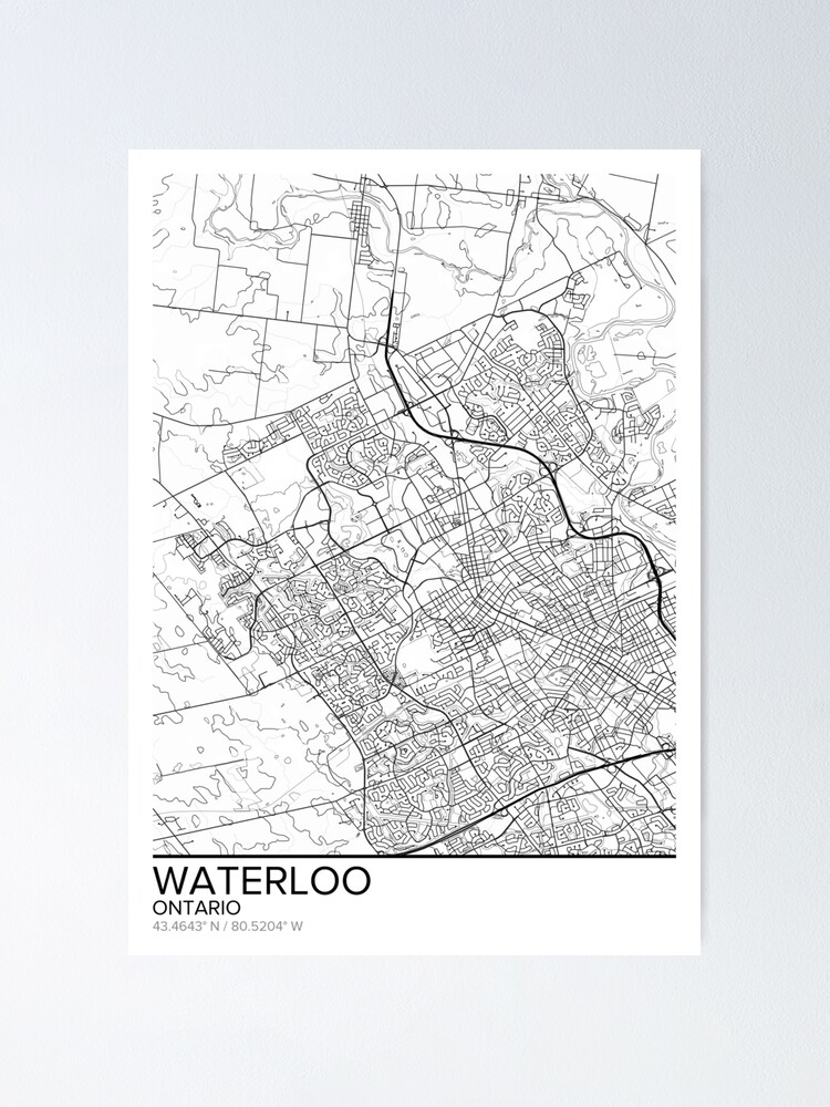 "Waterloo map poster print wall art, Ontario gift printable, Home and ...