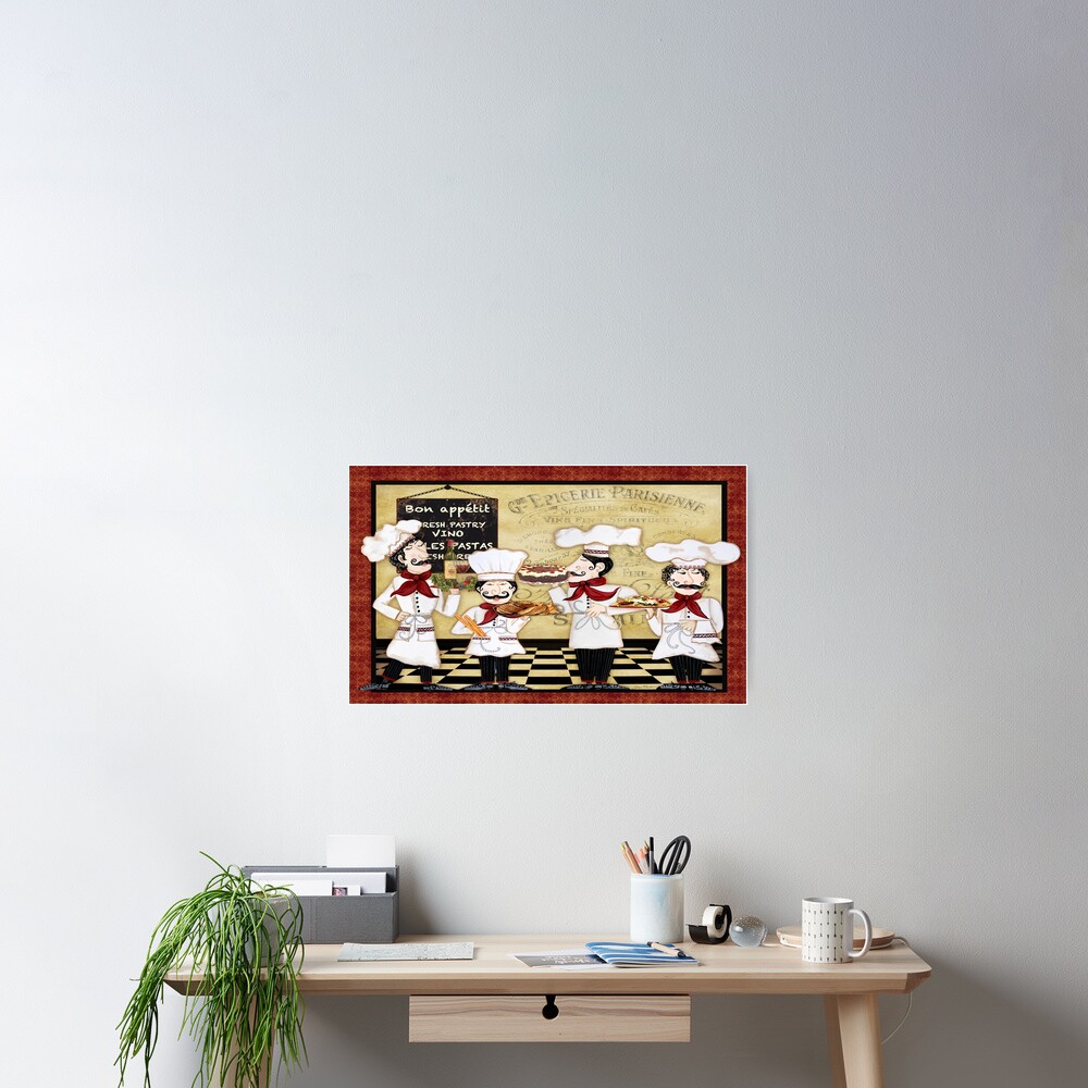 "French Chefs-Bon Appetit" Poster for Sale by Jeanplout | Redbubble