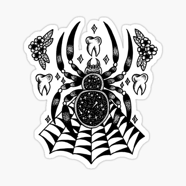 "Trad Teeth with Spider and Web" Sticker by georgiamason | Redbubble
