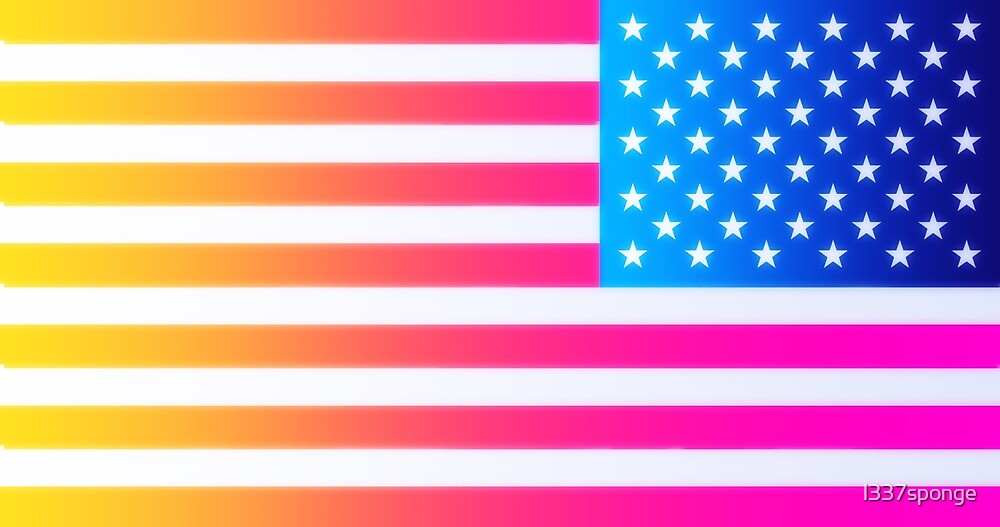"Vaporwave American Flag - stars right" by l337sponge | Redbubble