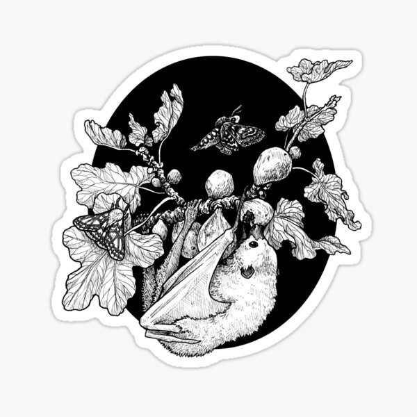 "Fig Tree and the Fruit Bat" Sticker by MelaniHuggins | Redbubble