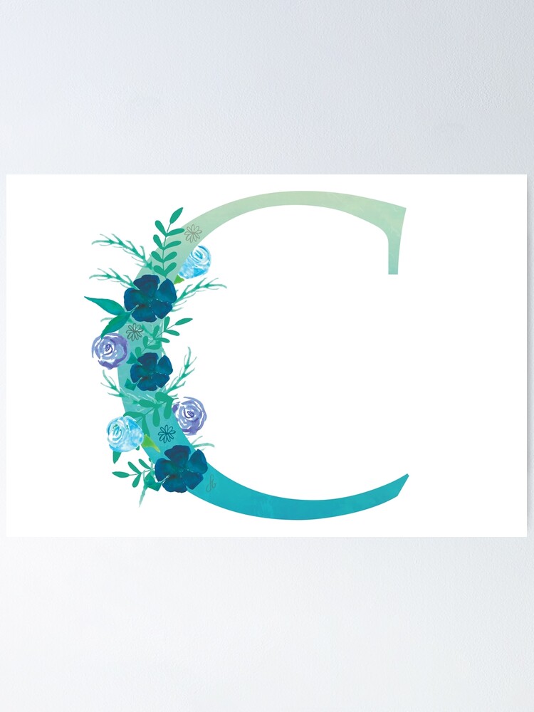 "Blue Watercolor Floral Monogram" Poster by simib | Redbubble