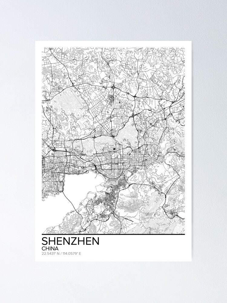 "Shenzhen map poster print wall art, China gift printable, Home and ...