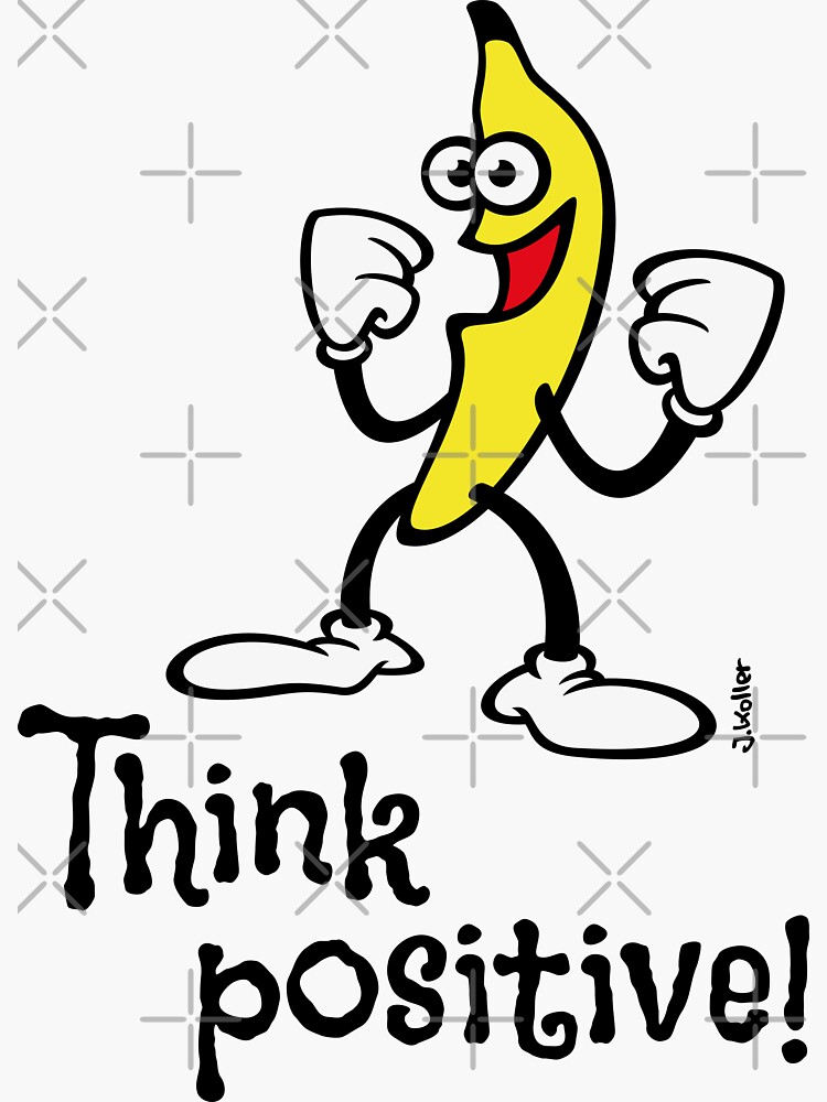 "Think Positive! (Happy Banana / Slogan / Comic / 4C / POS)" Sticker ...