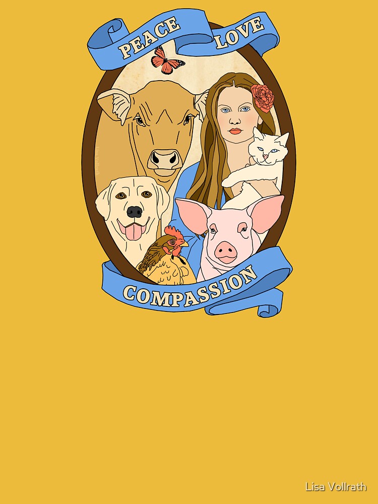 "Peace Love Compassion - Blue" T-shirt for Sale by lisavollrath ...
