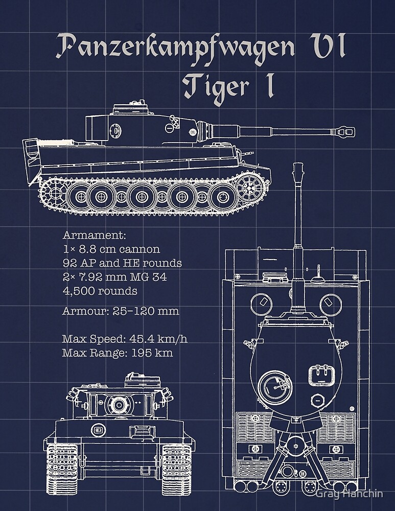 "Panzerkampfwagen VI Tiger I Blueprint" by Grayhanch | Redbubble
