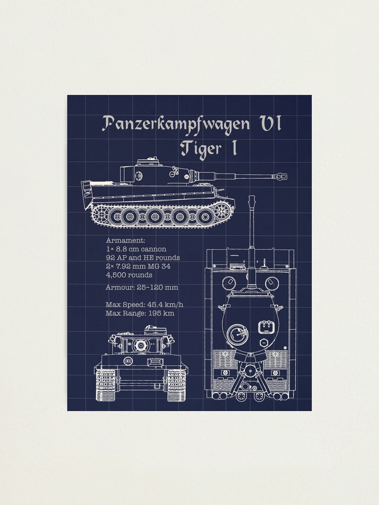 "Panzerkampfwagen VI Tiger I Blueprint" Photographic Print for Sale by ...