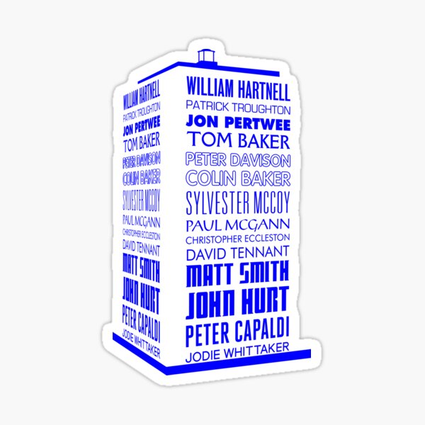 "Police Box Names - Chronological Hartnell to Whittaker in white ...
