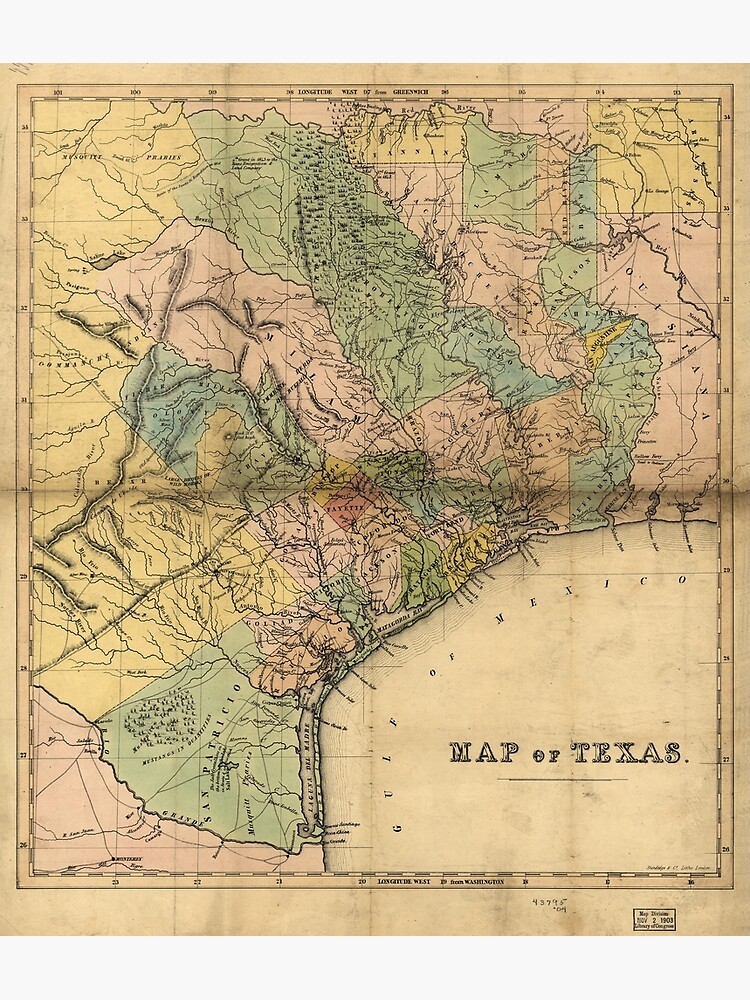 "Map of Southeastern Texas (circa 1840)" Art Print for Sale by ...