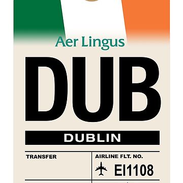 "Dublin (DUB) Ireland Airline Luggage Tag" Sticker for Sale by ...