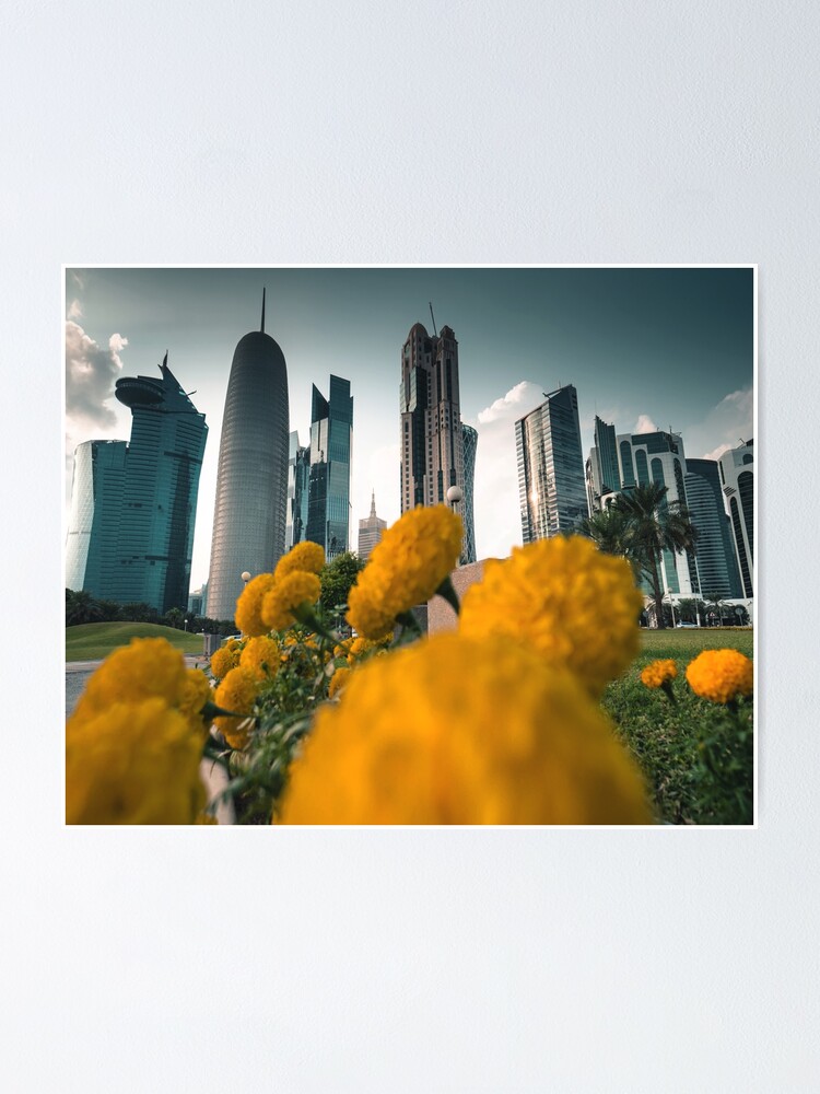 "doha skyline with flowers" Poster for Sale by franckreporter | Redbubble