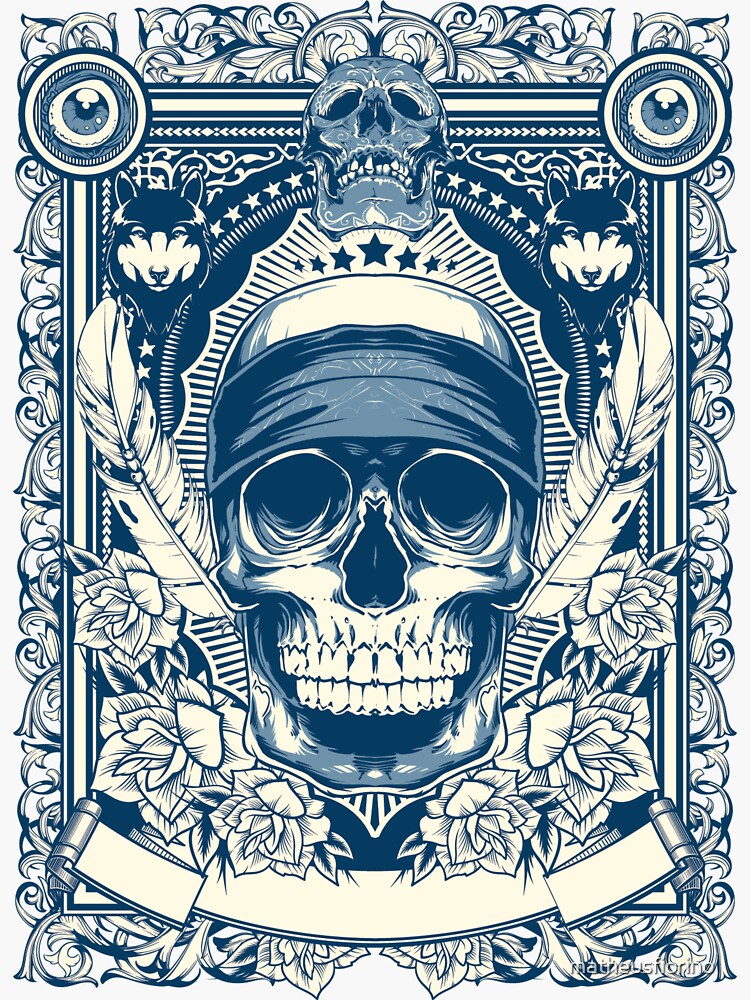 Skull IX Sticker By Matheusfiorino Redbubble skull-ix-sticker-by-matheusfiorino-redbubble
