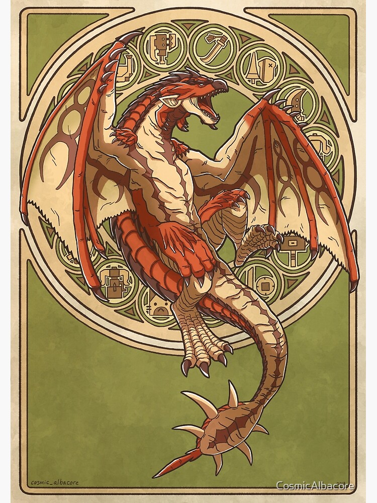 "Monster Hunter: Rathalos" Art Print for Sale by CosmicAlbacore | Redbubble