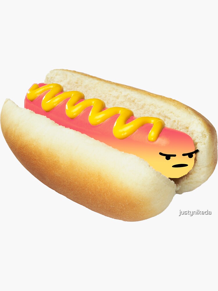 "Angry Hot Dog" Sticker for Sale by justynikeda | Redbubble