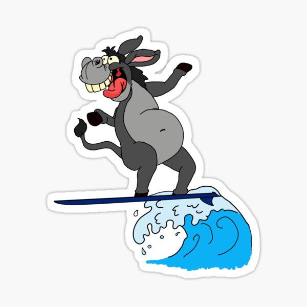 "surfing Donkey with Funny Face Gift idea for Donkeys & Horses" Sticker ...