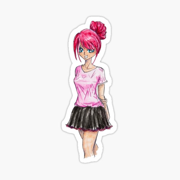 "Pink Anime Girl" Sticker for Sale by kendalsfroth | Redbubble