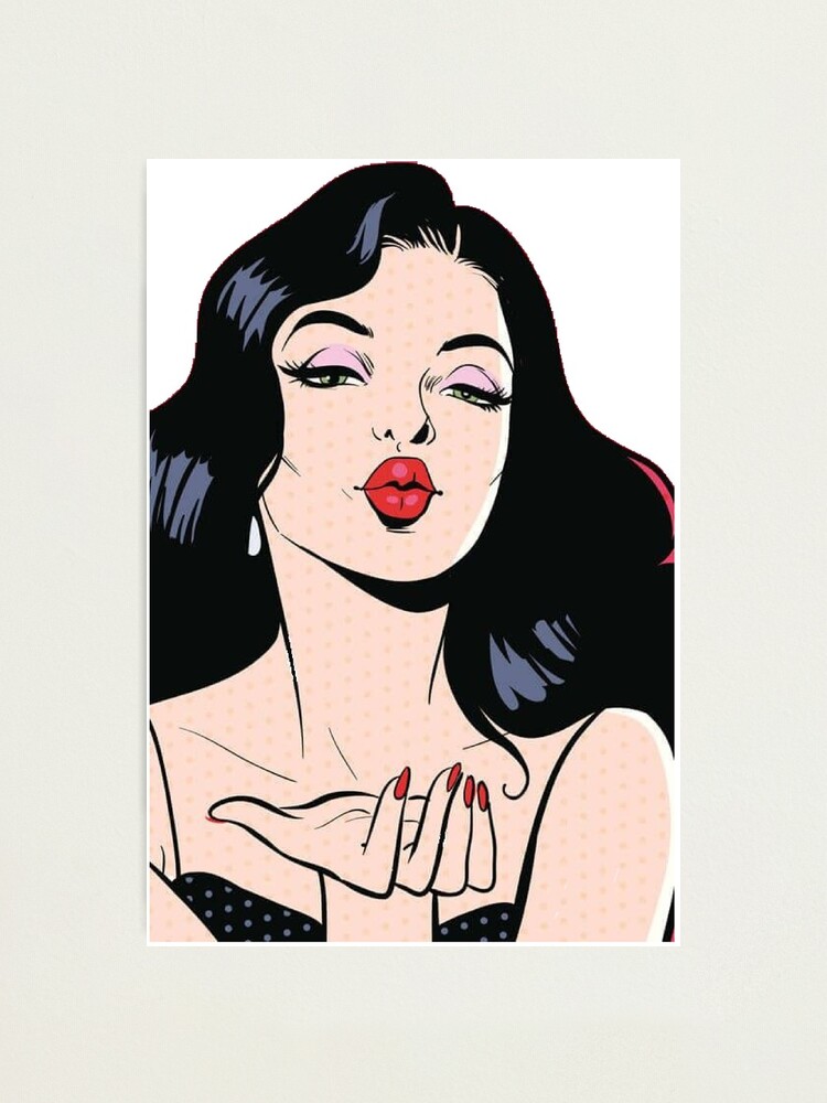 Impression photo « Bande dessinée Sexy Girl Kiss Illustration », par ...