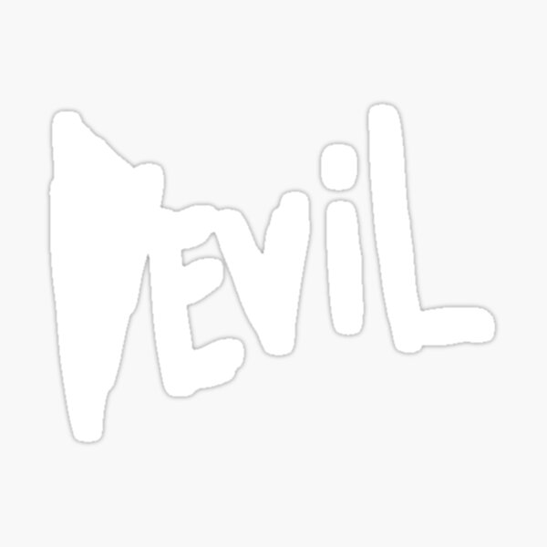 "Dark and Gritty DEVIL text (white)" Sticker for Sale by MacSquiddles ...