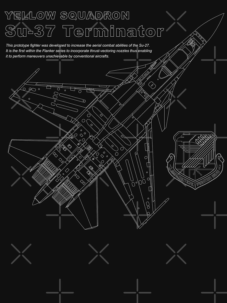 "Ace Combat Yellow Squadron Su-37 Terminator Blueprint" T-shirt by ...