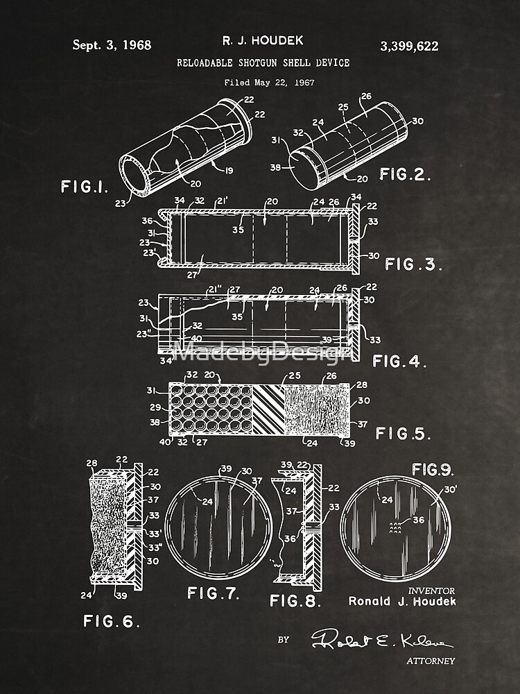 "Reloadable Shotgun Gun Shell Patent" Poster by MadebyDesign | Redbubble