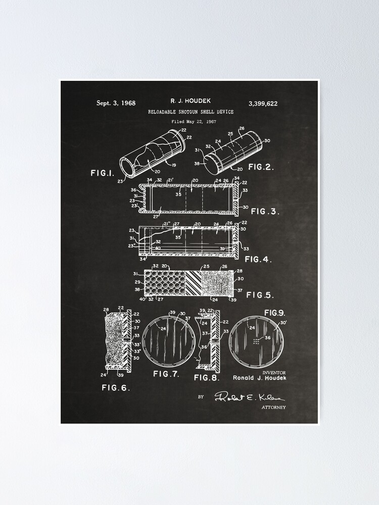 "Reloadable Shotgun Gun Shell Patent" Poster by MadebyDesign | Redbubble
