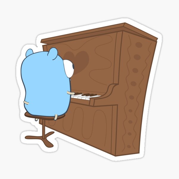 "The Golang Gopher: Piano Party" Sticker for Sale by hellkni9ht | Redbubble