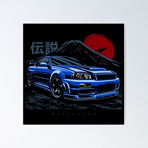 "Skyline GTR R34" Poster for Sale by OlegMarkaryan | Redbubble
