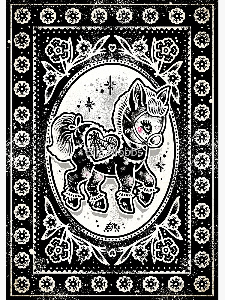 "Goth Little Pony Cute Traditional Tattoo Flash" Art Print by ellamobbs ...