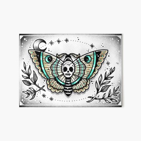"Skull Moth Cute Traditional Tattoo Flash" Art Board Print by ellamobbs ...