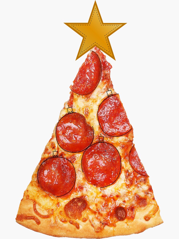 "Pizza Slice Christmas Tree" Sticker for Sale by DazzMerch | Redbubble