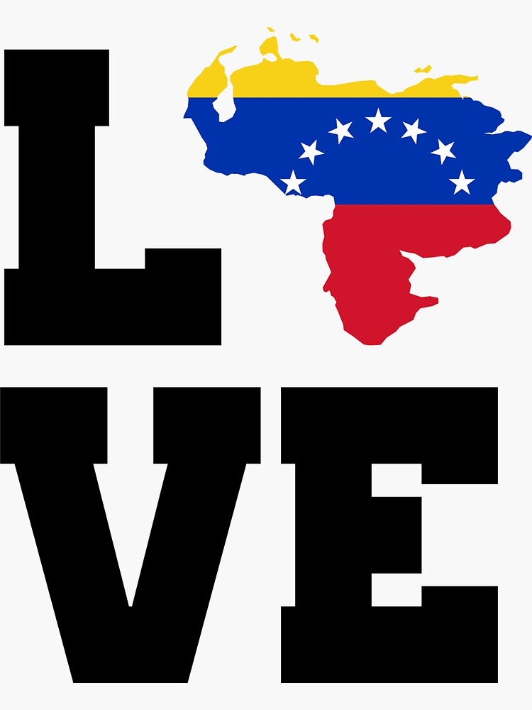 "Love Venezuela Map Flag- Black Letters" Sticker by CacaoDesigns ...