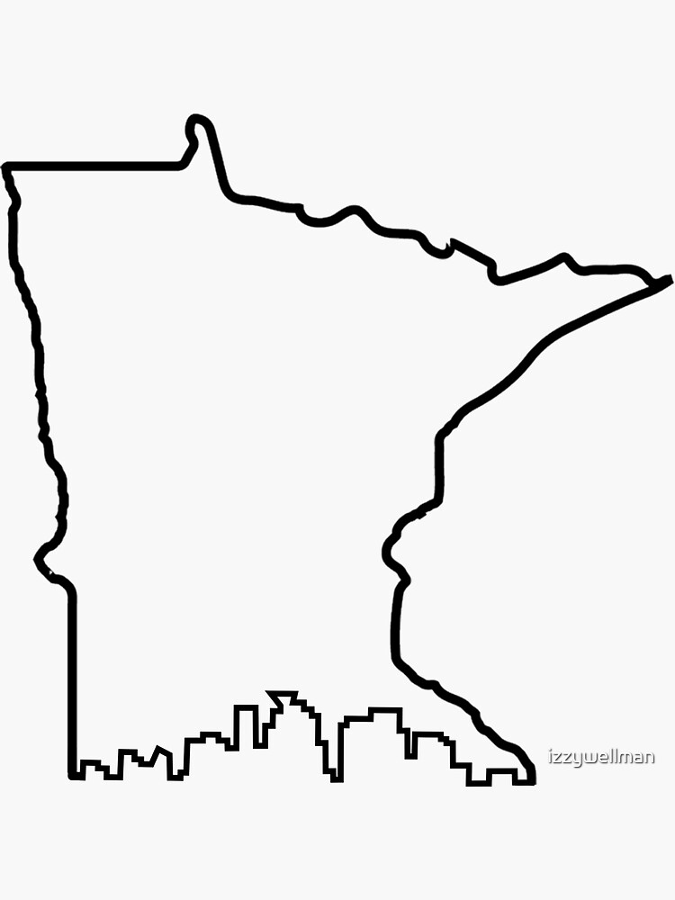 "Minnesota Outline - Minneapolis Skyline" Sticker by izzywellman ...